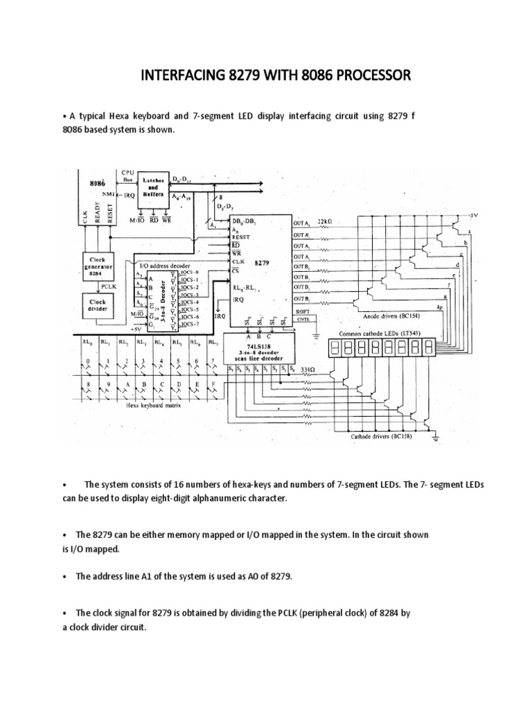 Interfacing 8279 With 8086 Processor PDF | PDF | Input/Output | Digital Electronics