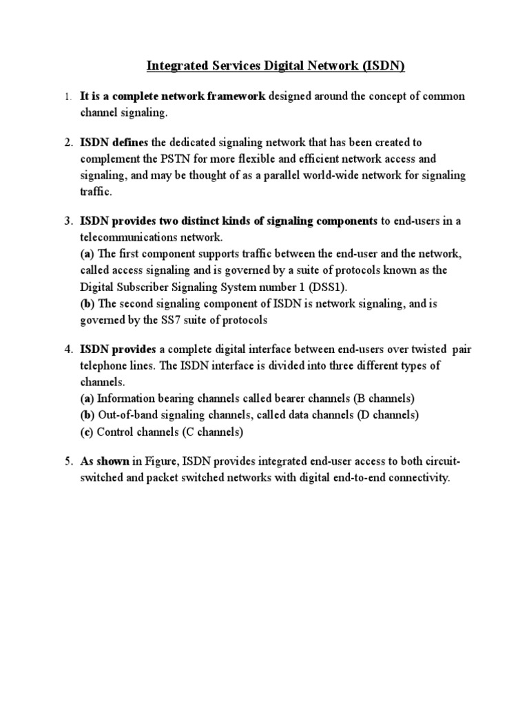 Integrated Services Digital Network (ISDN) | Download Free PDF ...