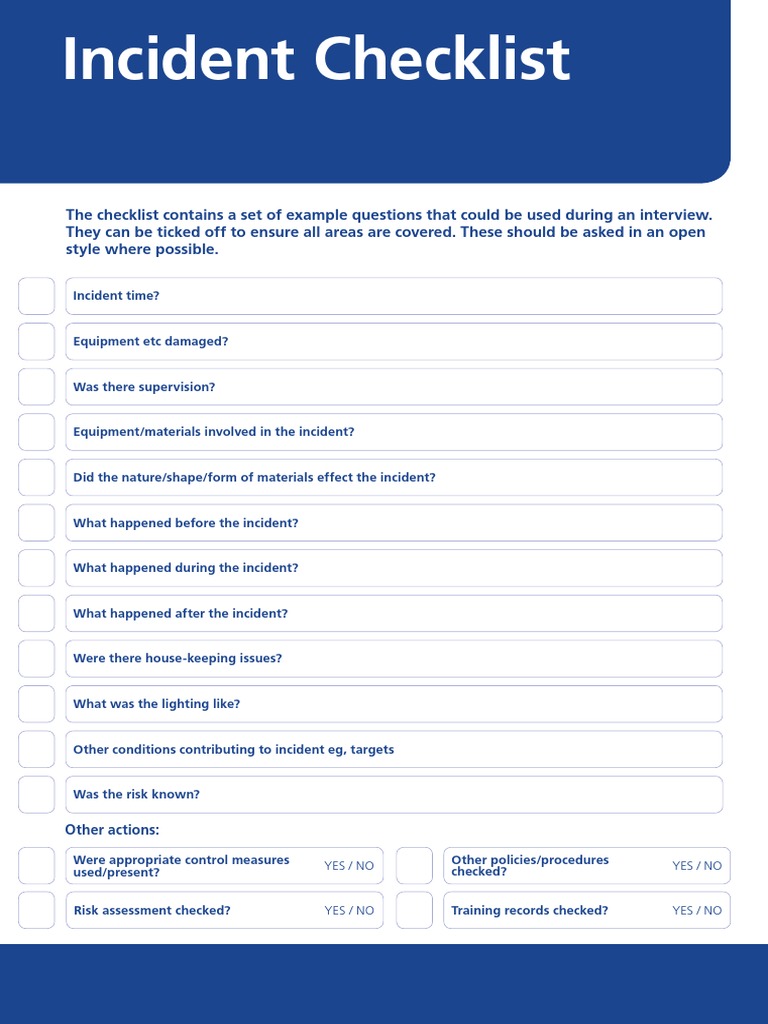 Incident Checklist: Other Actions | PDF