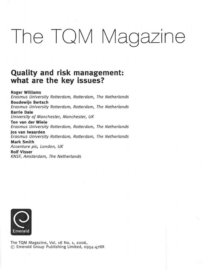 Quality and Risk Management What Are The PDF | PDF | Operational Risk ...