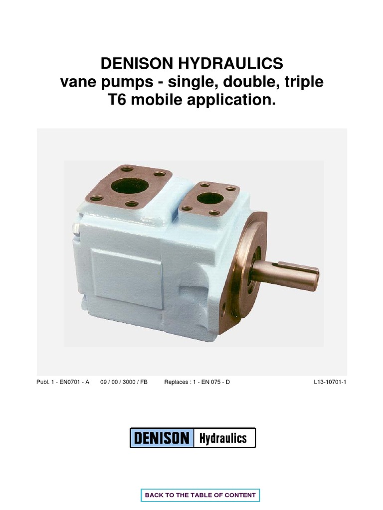 Denison Hydraulics Vane Pumps - Single, Double, Triple T6 Mobile ...
