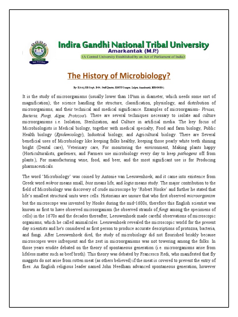 The History of Microbiology | PDF | Microbiology | Microorganism
