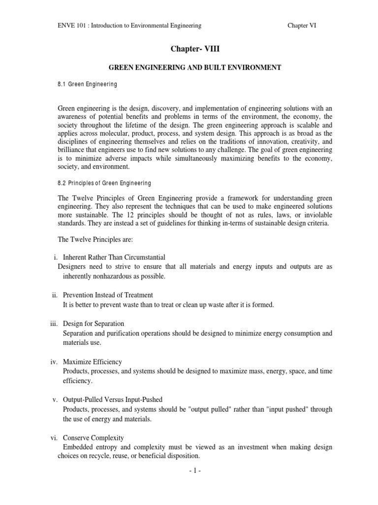 Chapter-VIII: Green Engineering and Built Environment | PDF ...