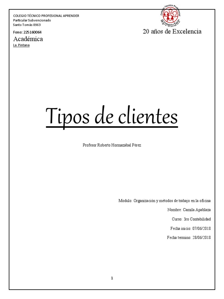 Informe Tipos de Clientes | PDF | Cliente | Business