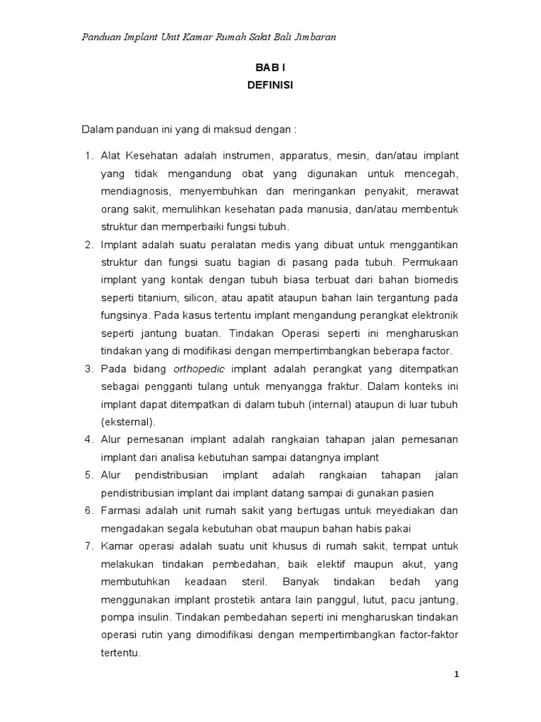 Panduan Lengkap Pengelolaan Implan Medis di Rumah Sakit | PDF