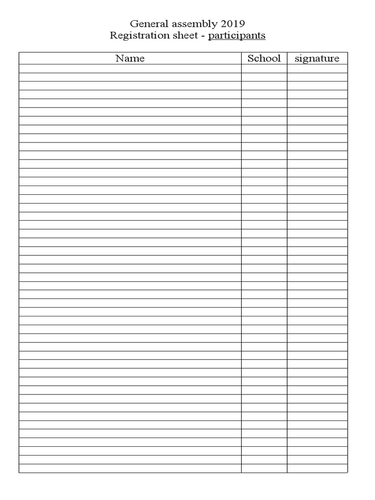 Registration Sheet Format | PDF