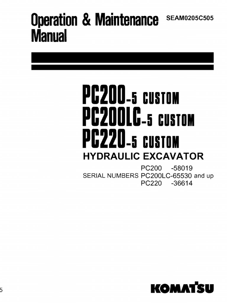 Pc200 - 220-5 Custom Seam0205c505 Shop Manual | PDF