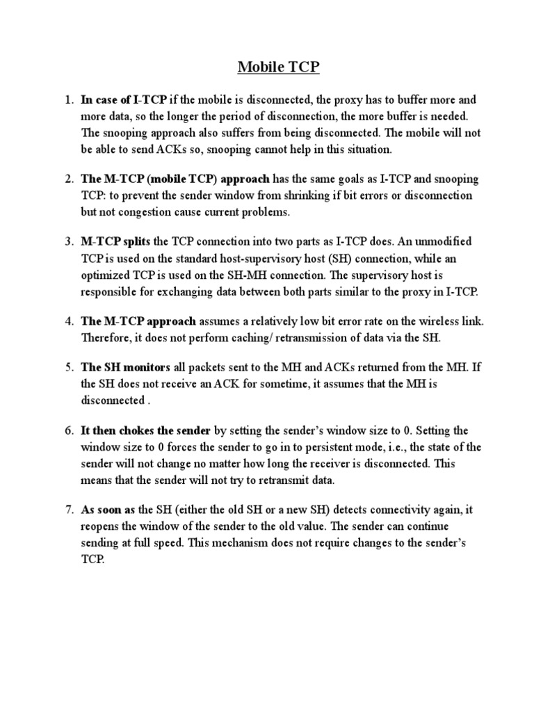 Mobile TCP | PDF | Transmission Control Protocol | Networks