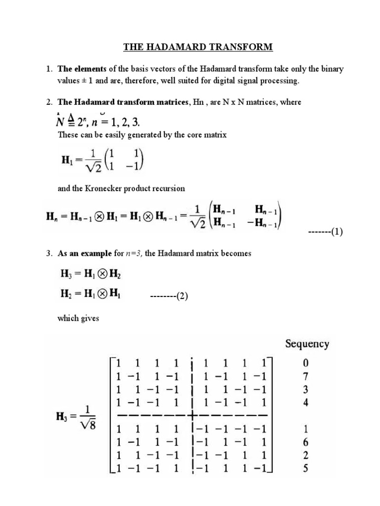 The Hadamard Transform | PDF