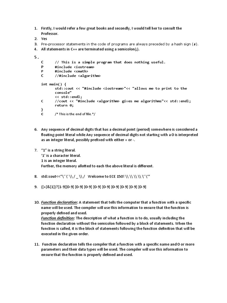 Pre-Processor Statements in The Code of Programs Are Always Preceded by ...