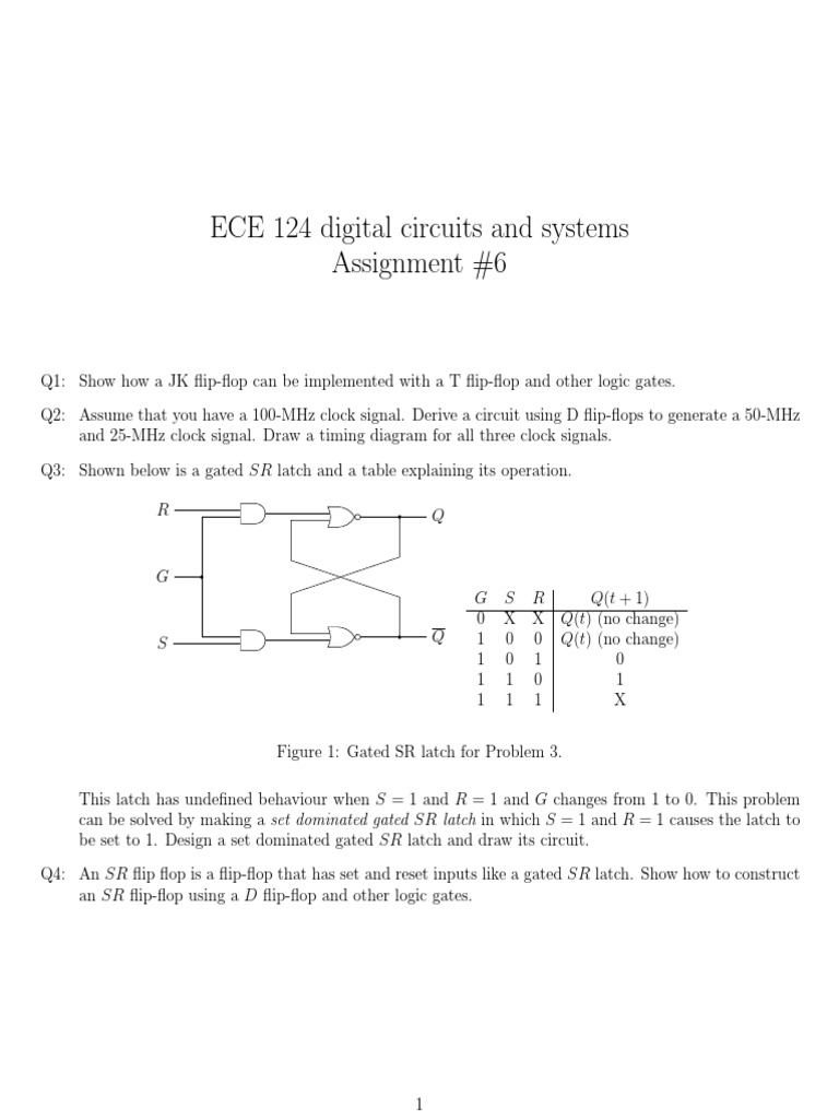 ECE 124 Digital Circuits and Systems Assignment #6 | PDF | Digital ...