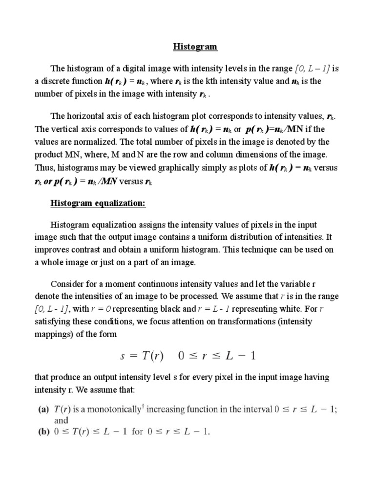 H (R) N P (R) N /MN: Is The KTH Intensity Value and N | PDF | Function (Mathematics) | Random ...