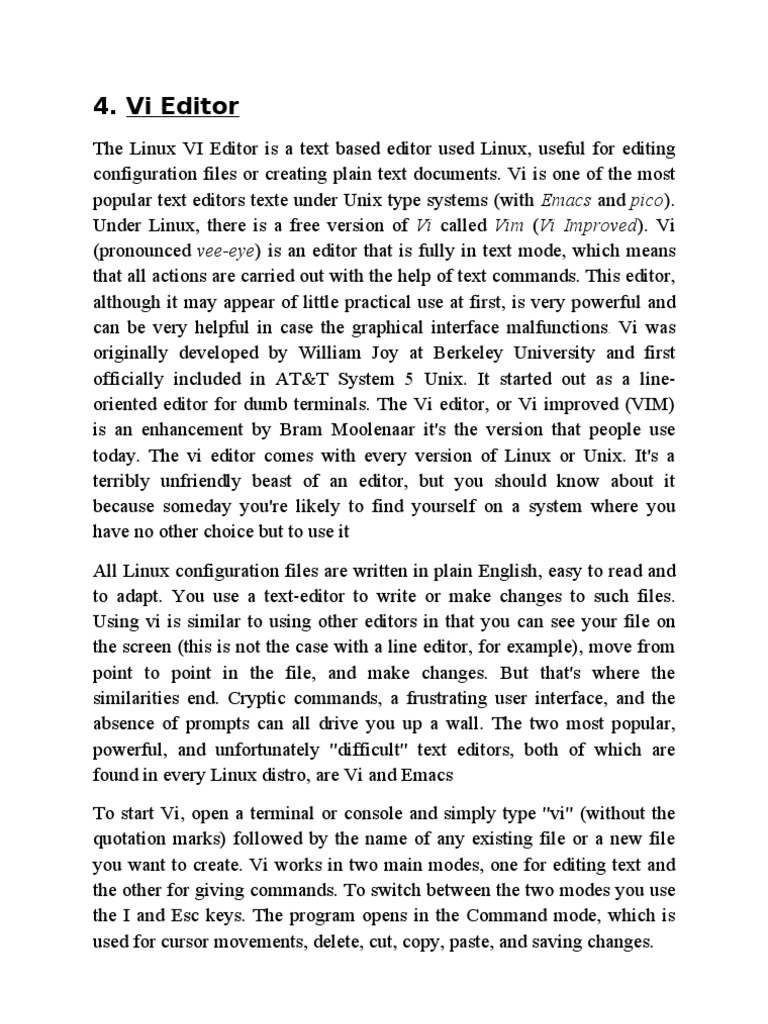 Linux Vi Editor | PDF | Command Line Interface | Text