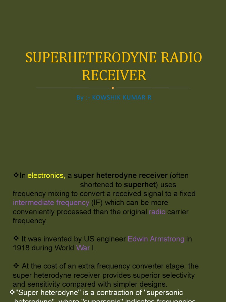 Superheterodyne Radio Receiver | Download Free PDF | Detector (Radio) | Radio