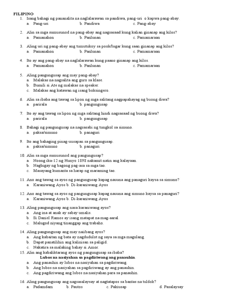 4th Quarter Review (Tutor) | PDF