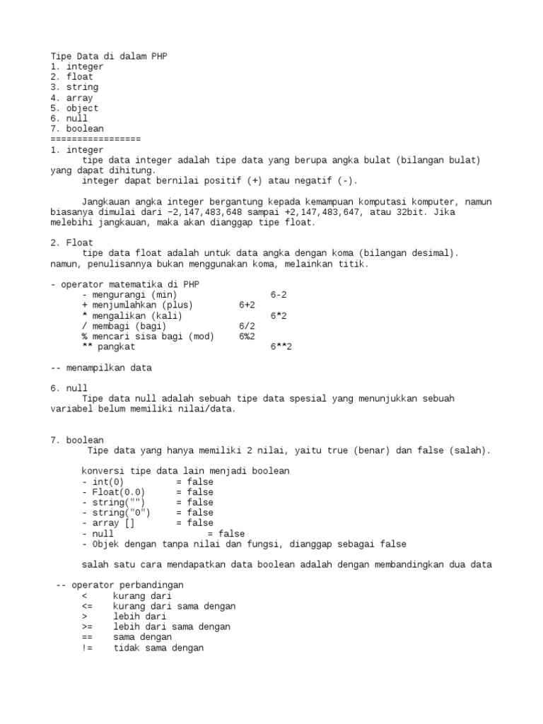 Materi PBO Variabel Dan Tipe Data | PDF