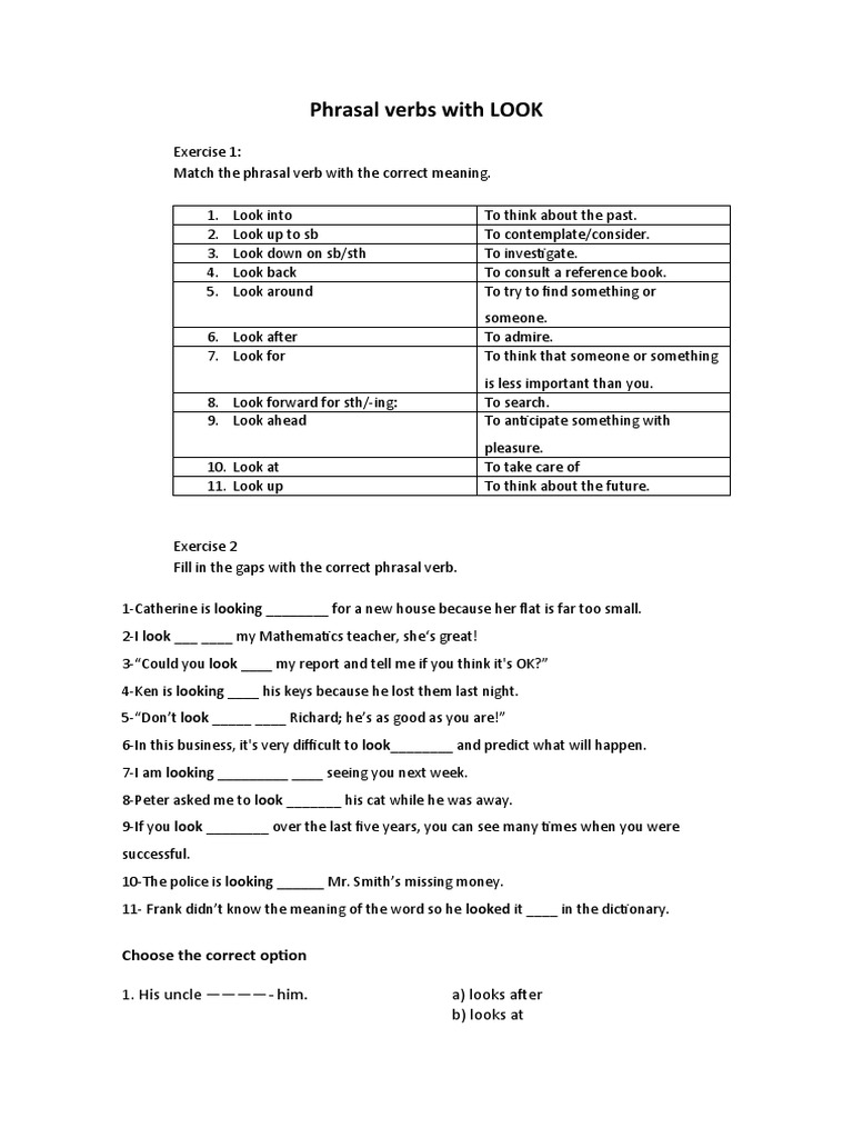 Phrasal Verbs With Look | PDF