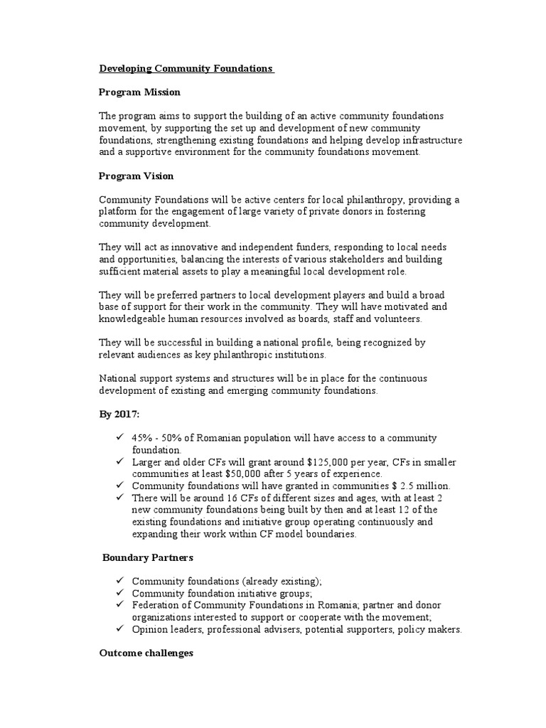 Exemplu - Outcome - Mapping - ARC - Program - FC 2014 | PDF ...