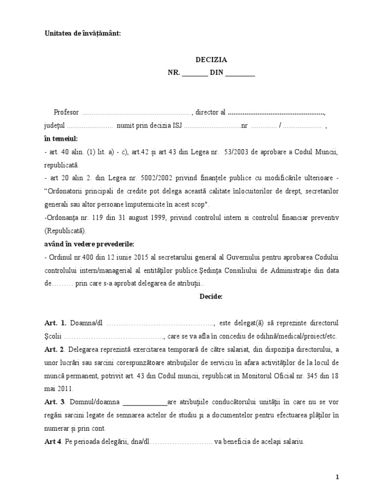 1.decizie Delegare | PDF