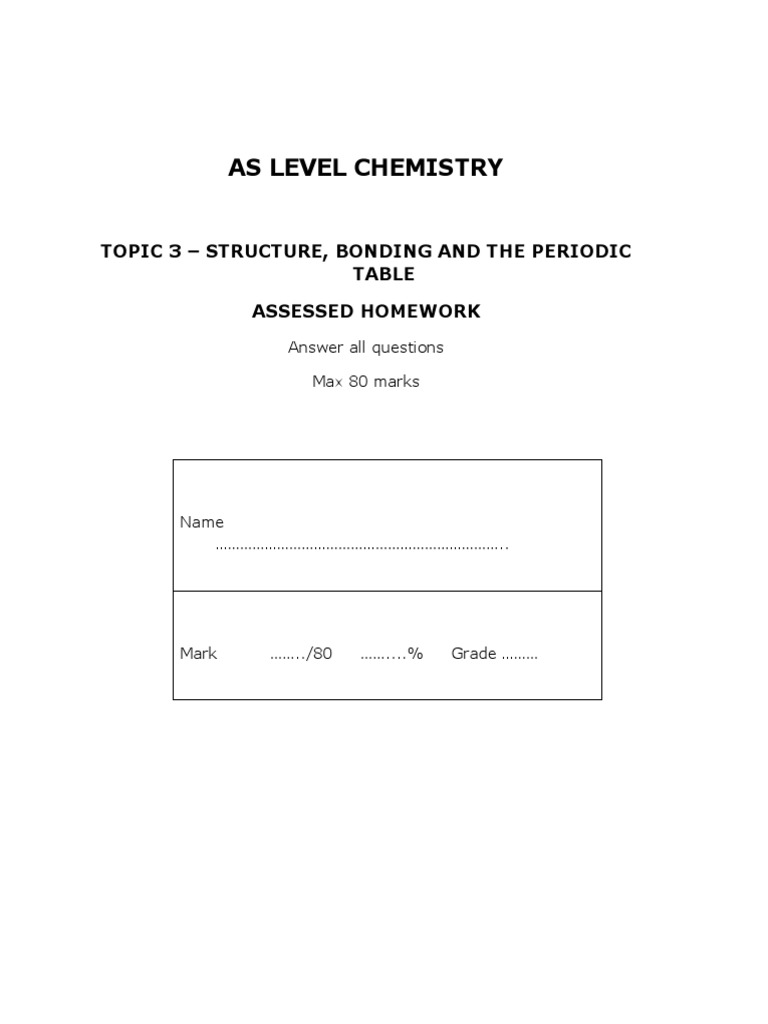 Edexcel Chemistry Topic 3 | PDF | Chemical Bond | Intermolecular Force