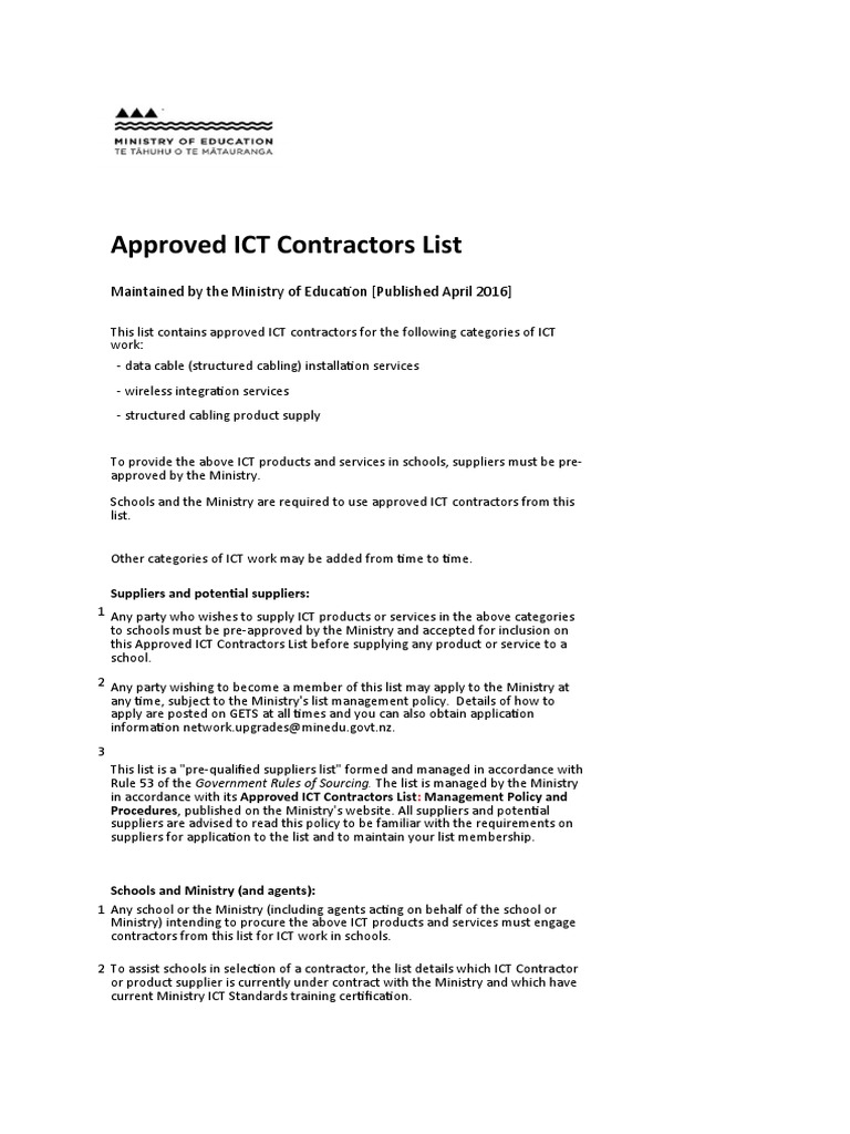 Approved ICT Contractors List | PDF | Information And Communications ...