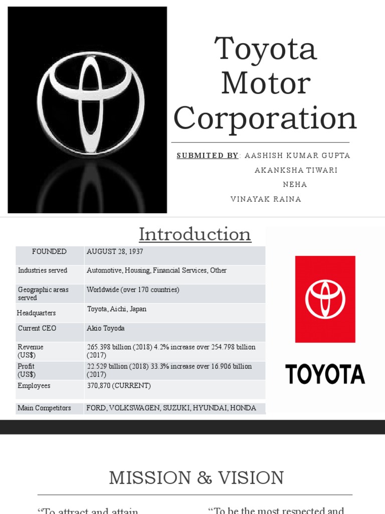 Overview of Toyota Motor Corporation | PDF | Toyota | Motor Vehicle