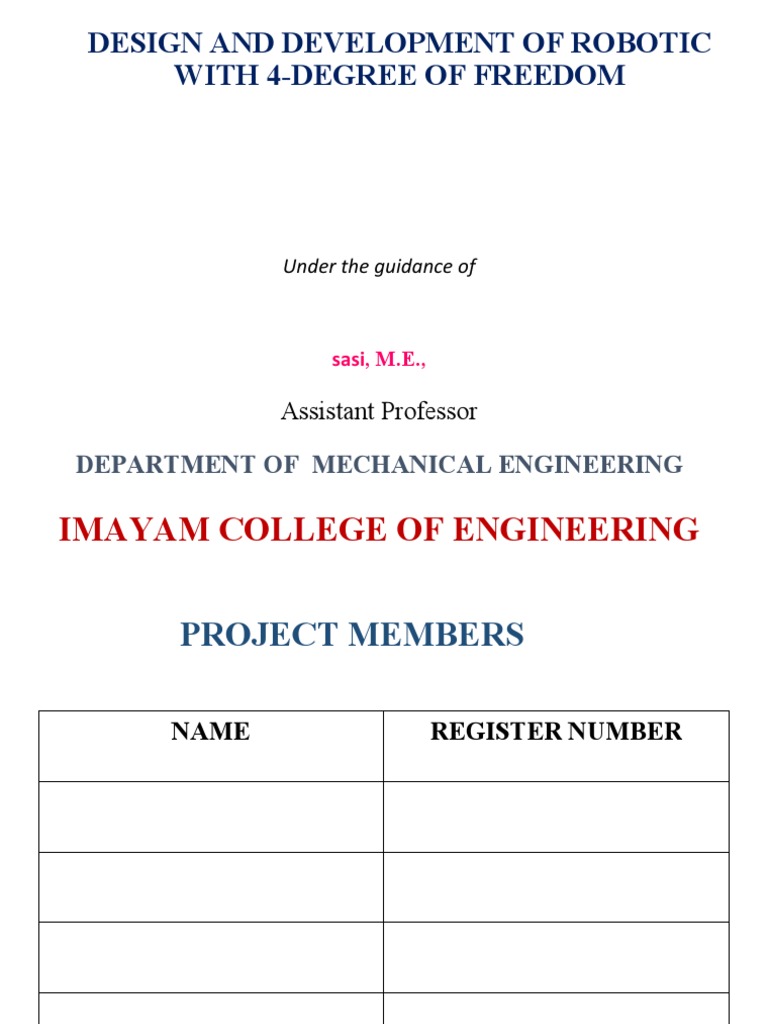 Design and Development of Robotic With 4-Degree of Freedom: Imayam ...
