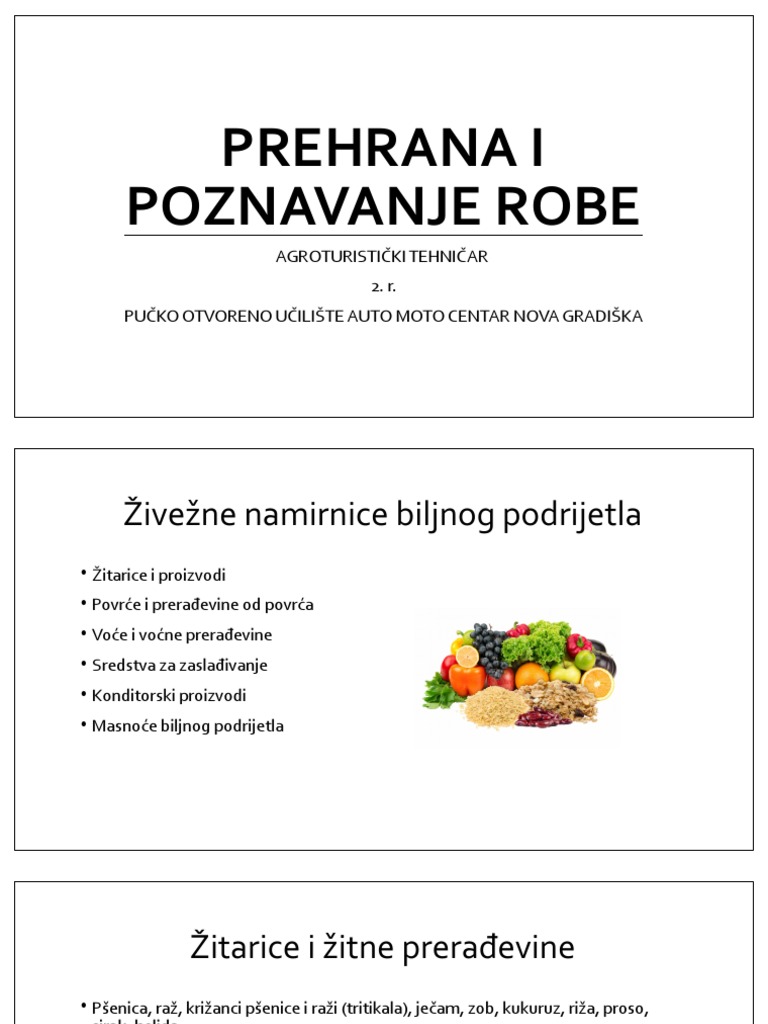 Prehrana I Poznavanje Robe 1 | PDF