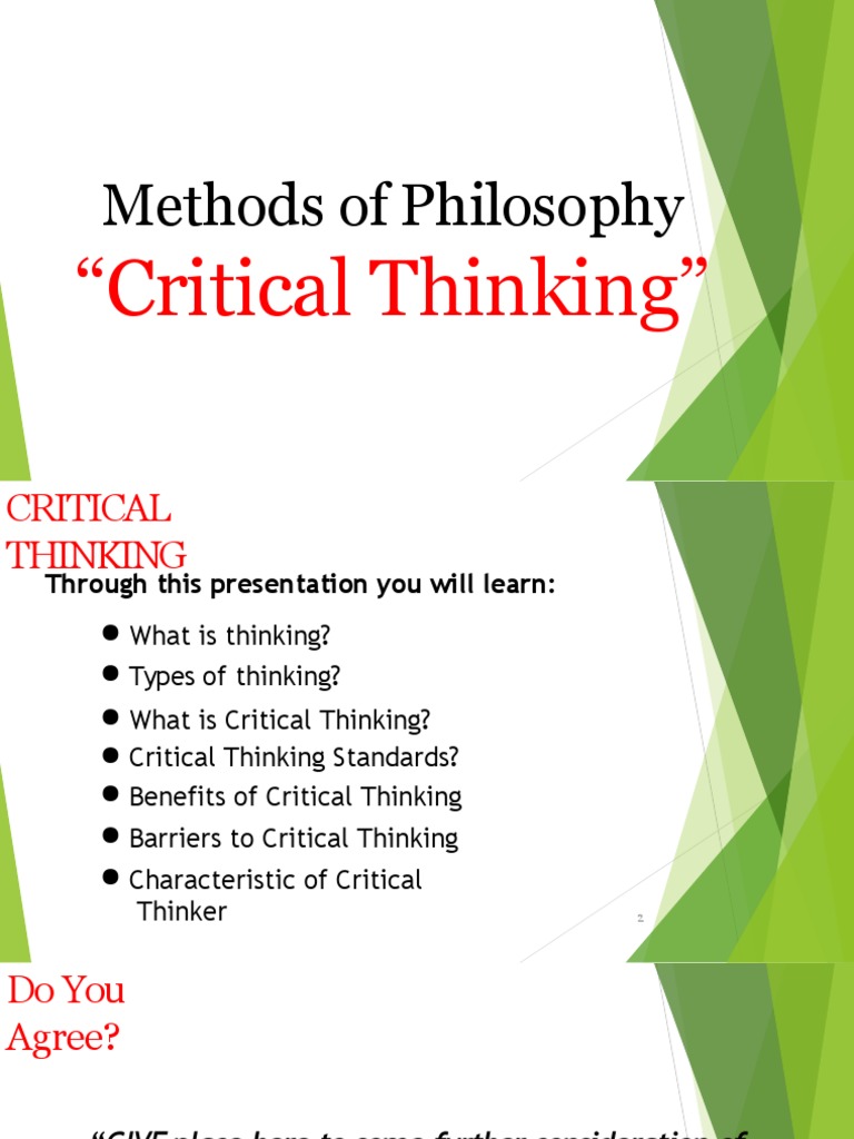 Methods of Philosophy: "Critical Thinking" | PDF | Critical Thinking ...