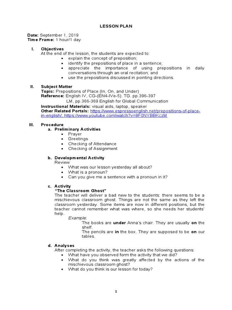 Lesson Plan | PDF | Lesson Plan | Rubric (Academic)