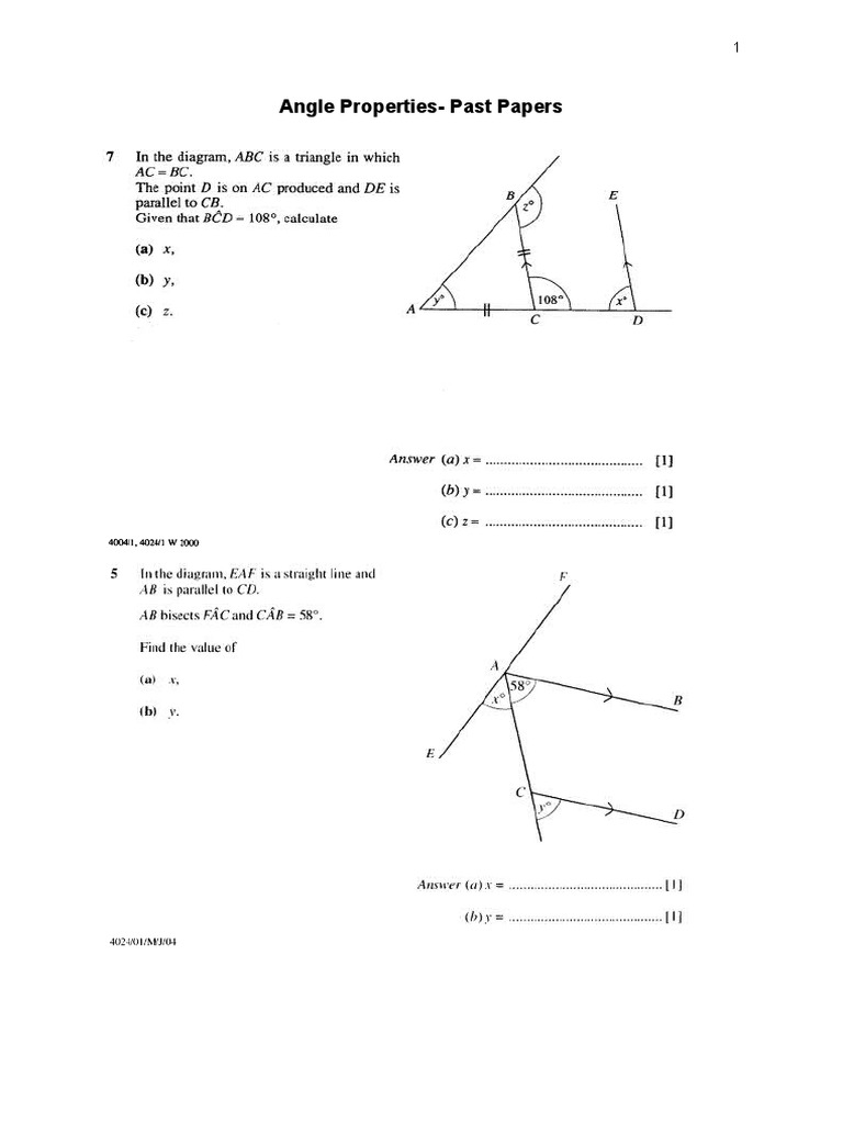 Angle Properties Past Exam Papers | PDF