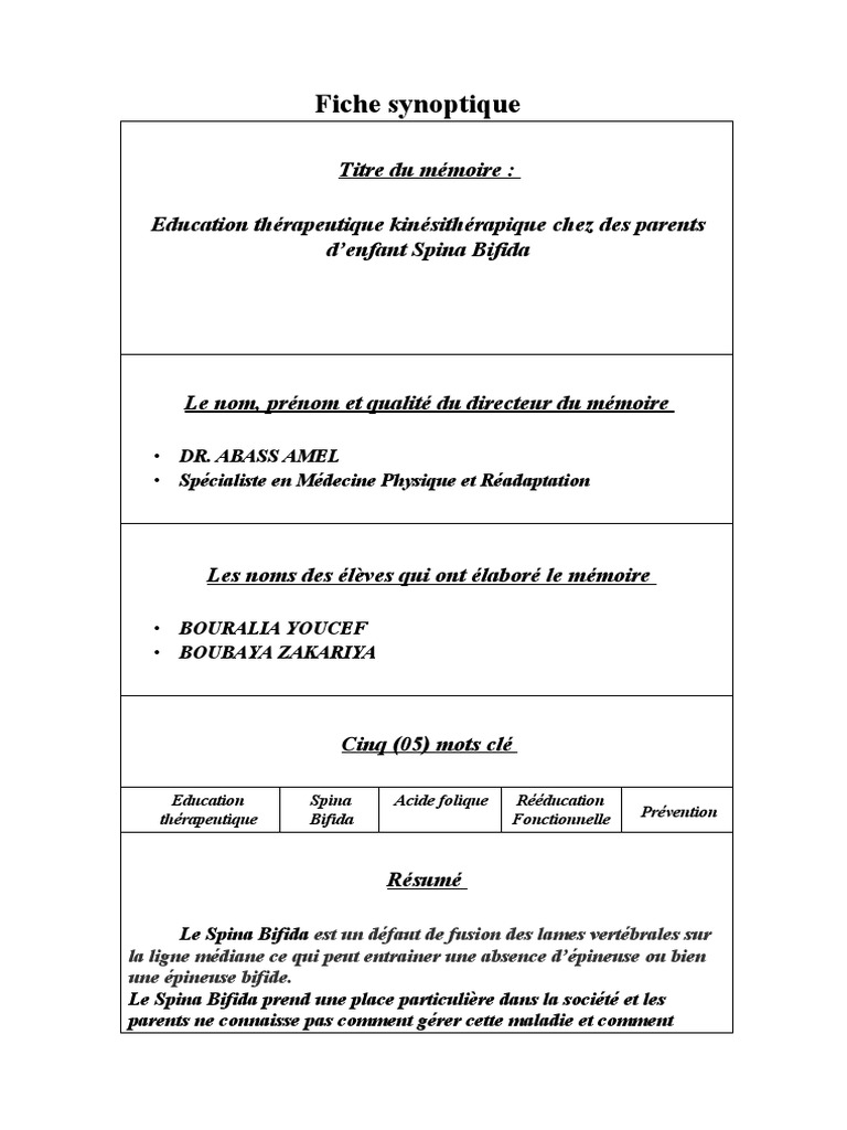 Fiche Synoptique | PDF