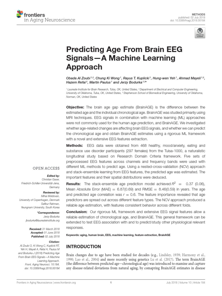 Predicting Age From Brain EEG Signals-A Machine Learning Approach | PDF ...