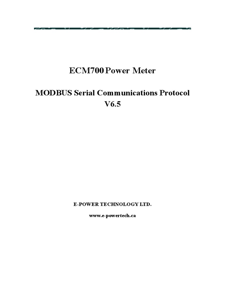 03 ECM700 - Modbus Protocol V6.5 | PDF | Telecommunications | Computer ...