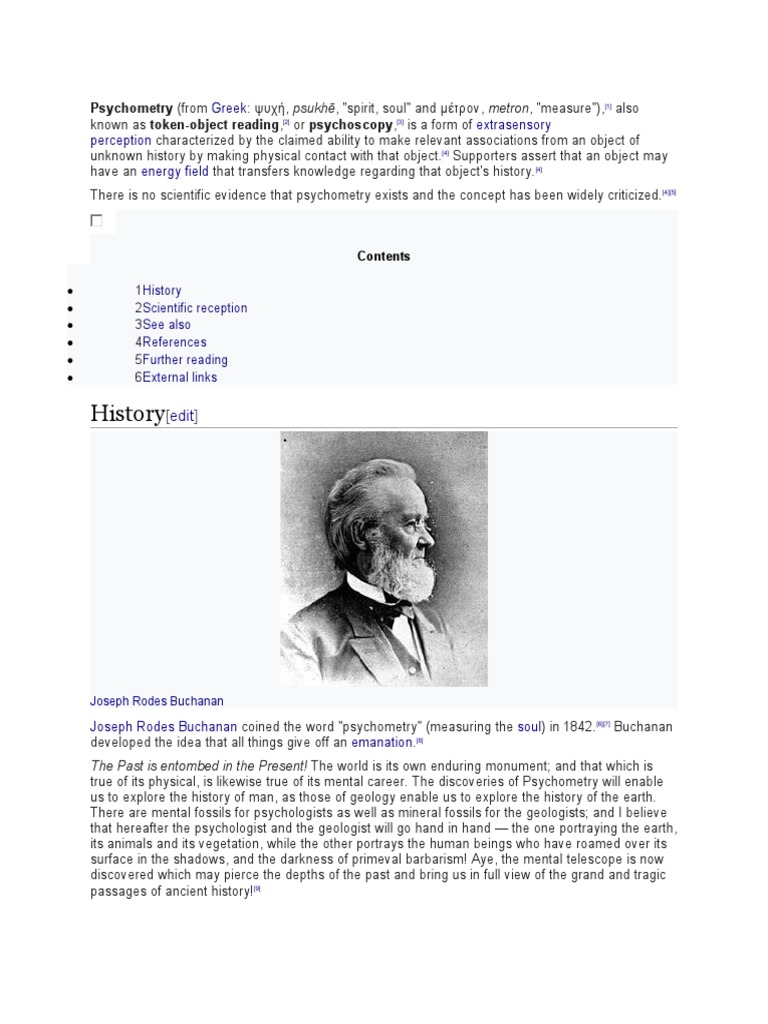 History: Psychometry (From | PDF | Paranormal | Forteana