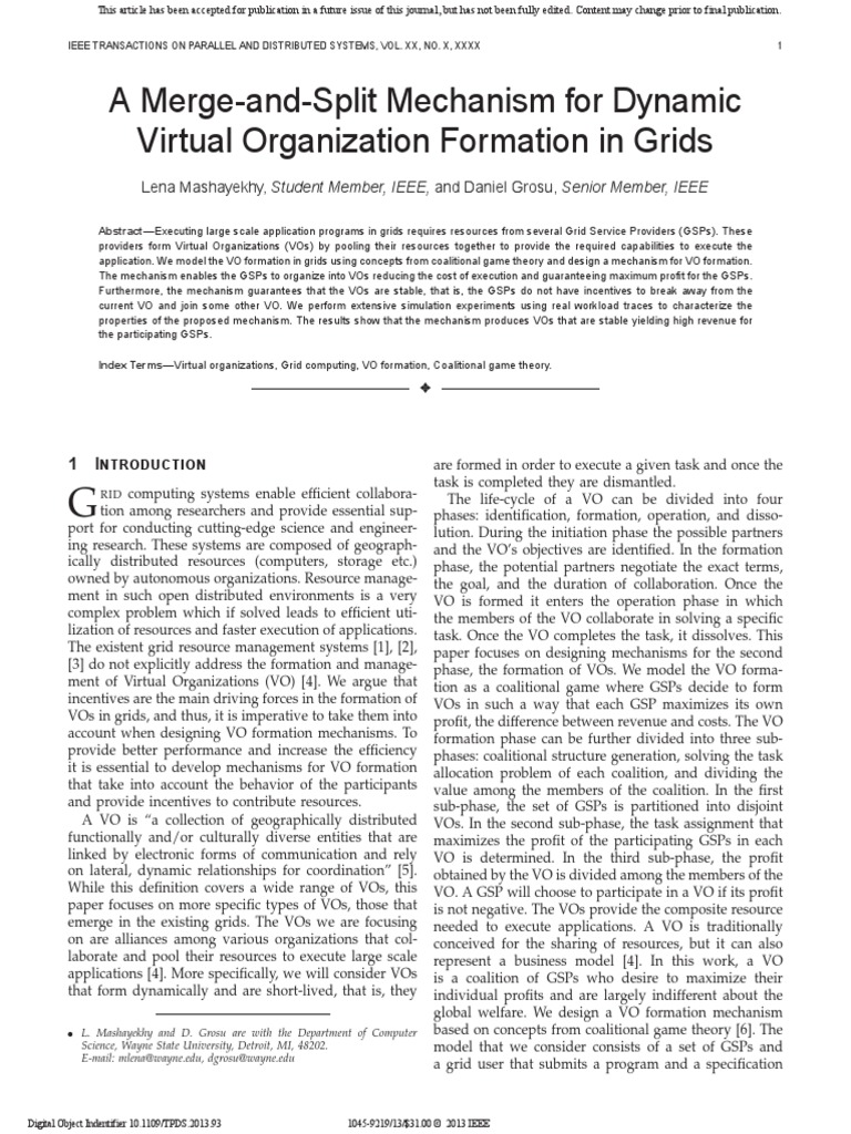 Grid VO Formation for GSP Profit | PDF | Grid Computing | Mathematical ...