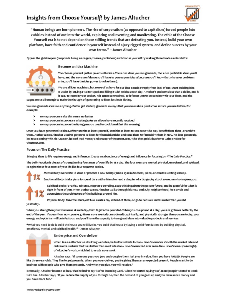 Insights From Choose Yourself! by James Altucher | PDF | Economies ...