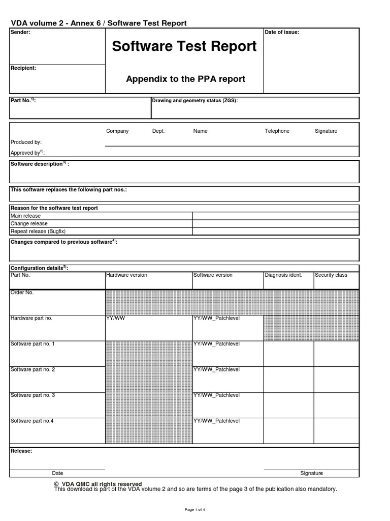 Software Test Report: Appendix To The PPA Report | PDF ...