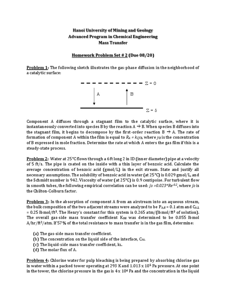 Problem Set 2 | PDF | Diffusion | Acid