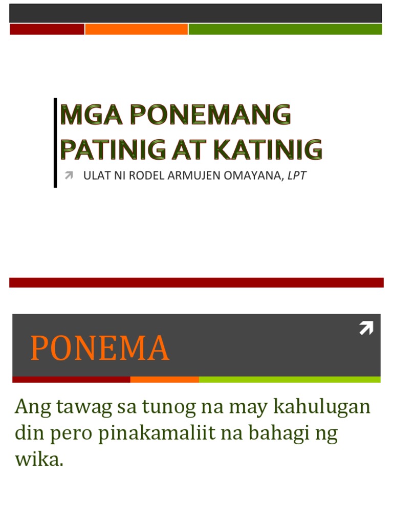 Mga Ponema Patinig at Katining | PDF