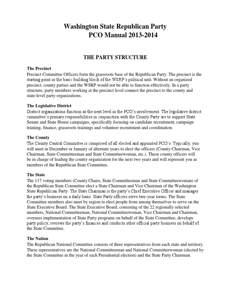 Washington State Republican PCO Manual | PDF | Get Out The Vote ...