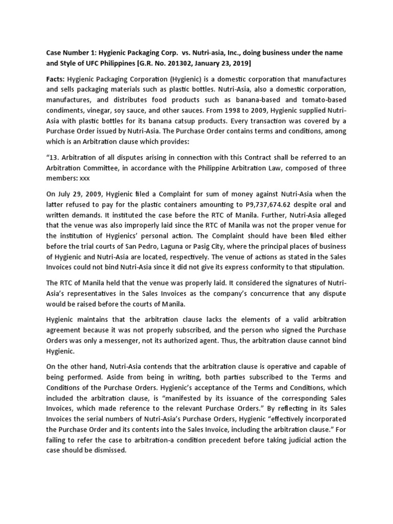 Case Number 1 | PDF | Arbitration | Legal Concepts
