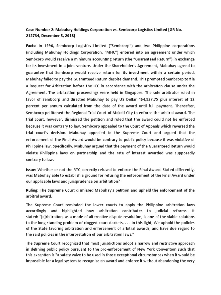 Case Number 2 | PDF | Arbitration | Jurisdiction