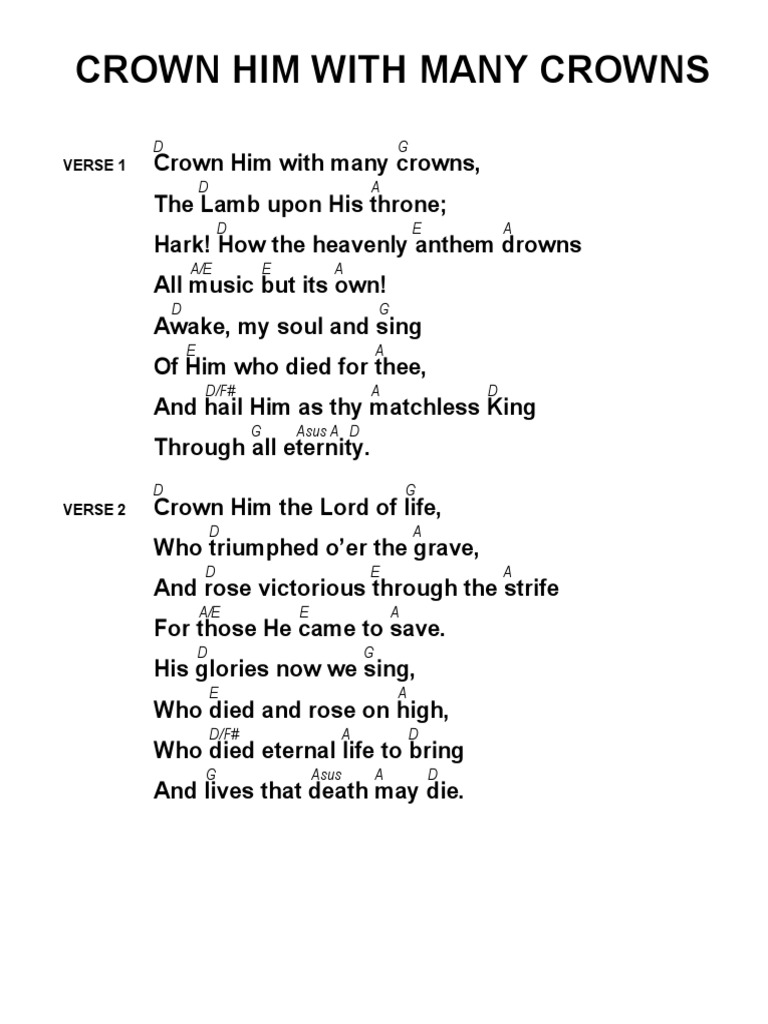 Crown Him With Many Crowns D | PDF | Religious Belief And Doctrine ...