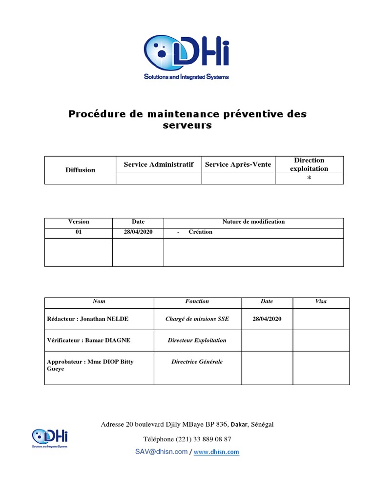 Procédure de maintenance serveurs | PDF | Science | Science et technologie