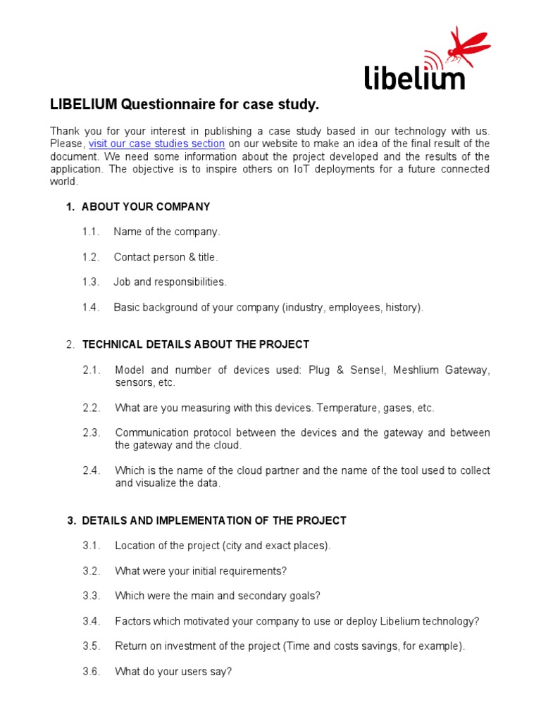 Questionnaire - Case Study-Customer Ref-LIBELIUM | PDF