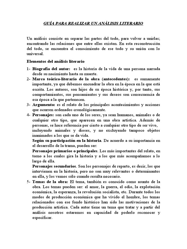 Guía para Análisis Literario | PDF | Monólogo | Hora