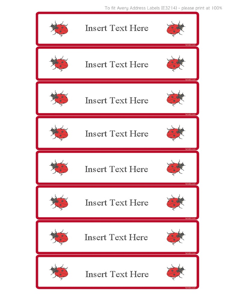 Ladybird Class Tray Labels | PDF