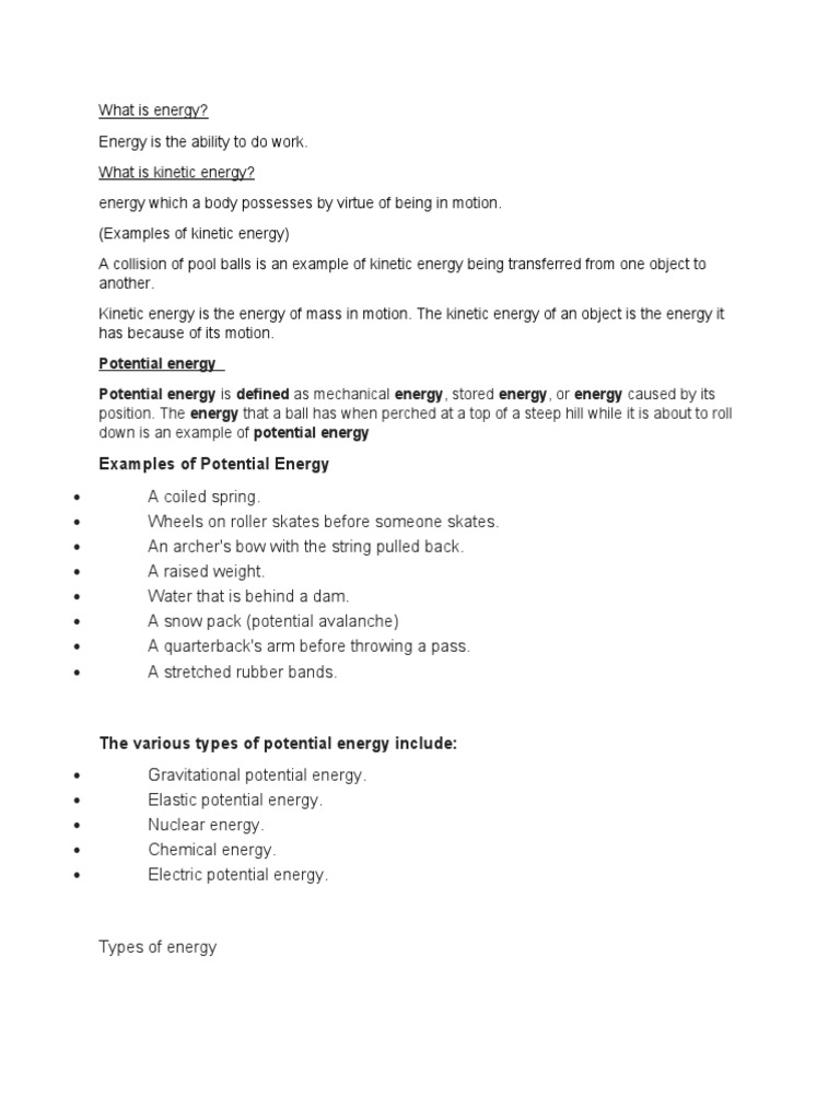 What Is Energy | PDF | Potential Energy | Light