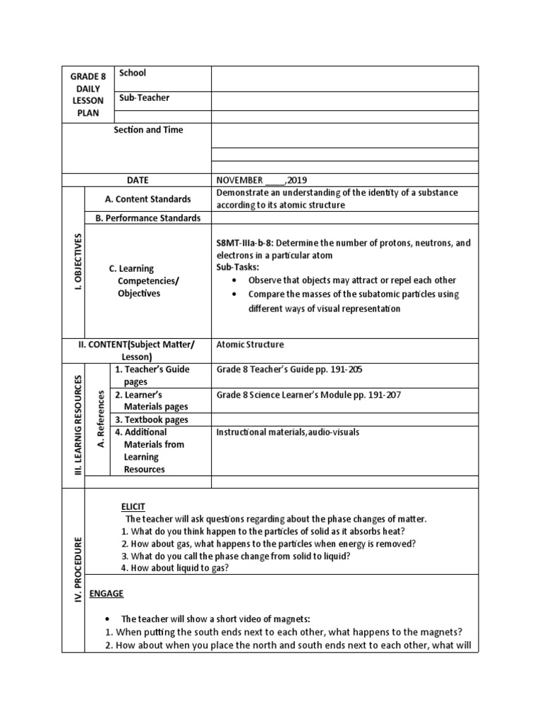 Atoms Lesson Plan | Download Free PDF | Atoms | Atomic Nucleus